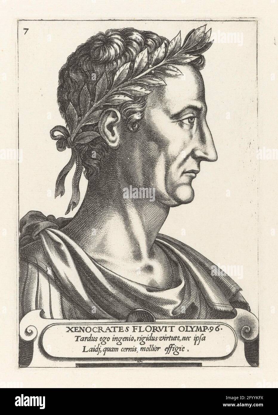 Portrait of xenocrates; Illustration Philosophorum et Petarum Effigies ...