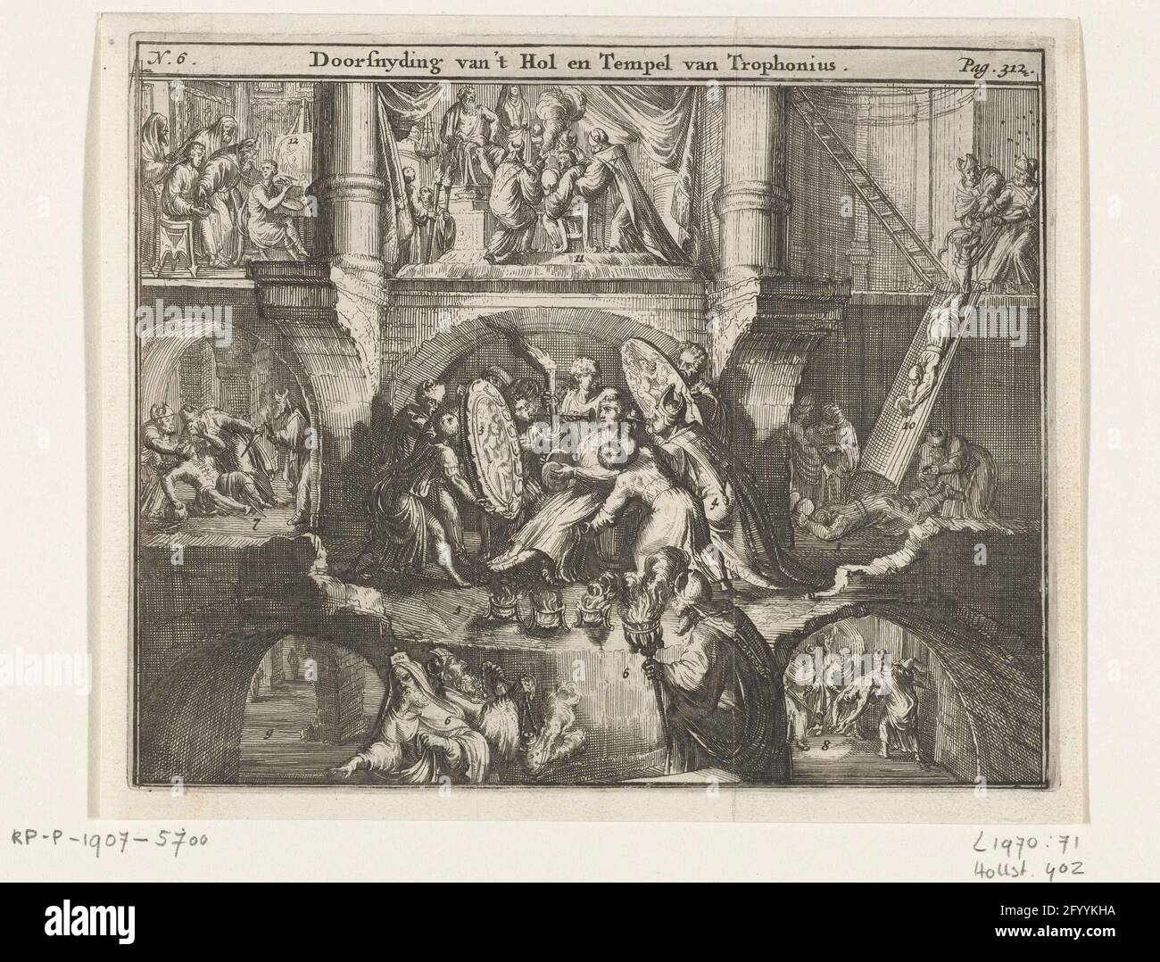 The cave and temple of Trophonius; Doornyding of 't Hol and Temple of ...