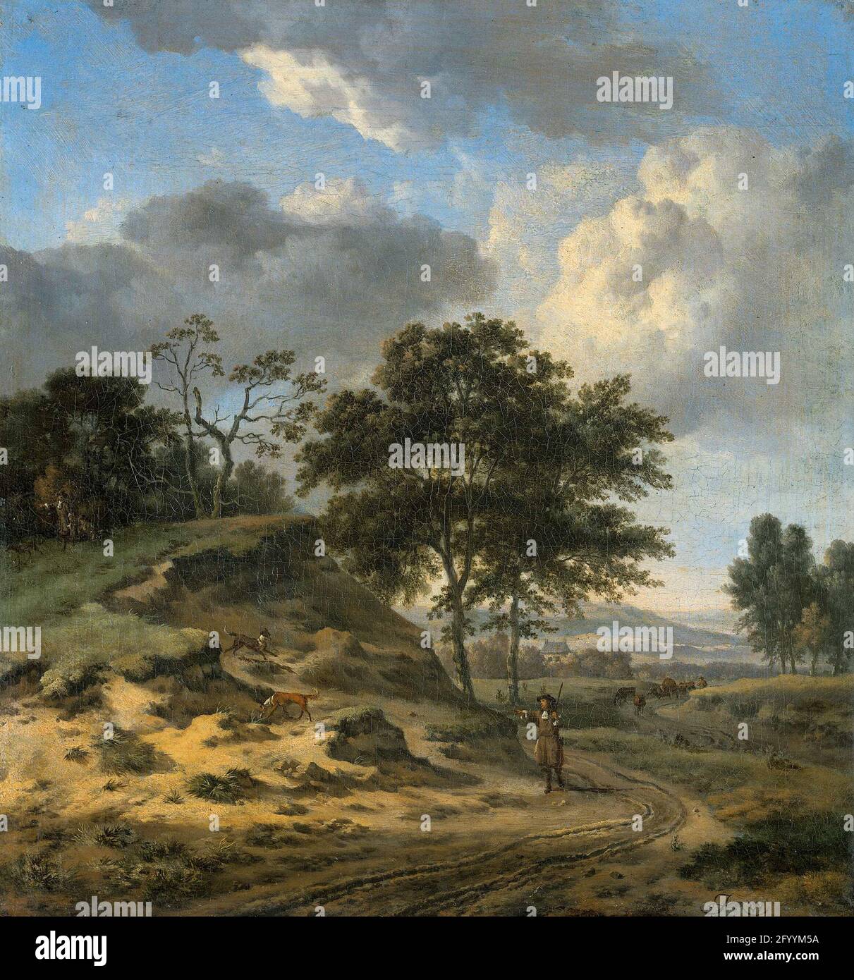 Landscape with two hunters. Landscape with two hunters. Hunters with ...