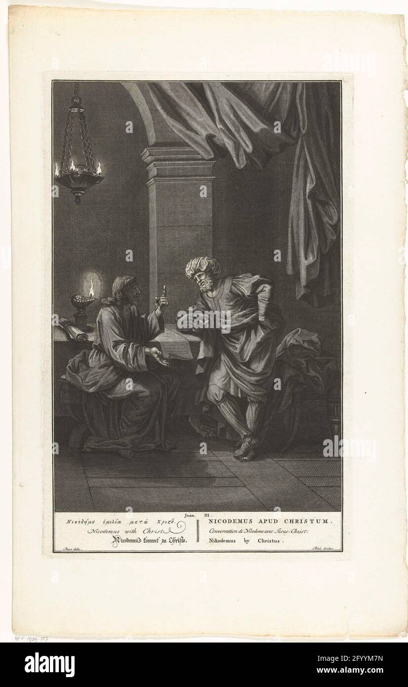 Nikodemus in conversation with Christ at night; Nikodemus Bij Christ ...