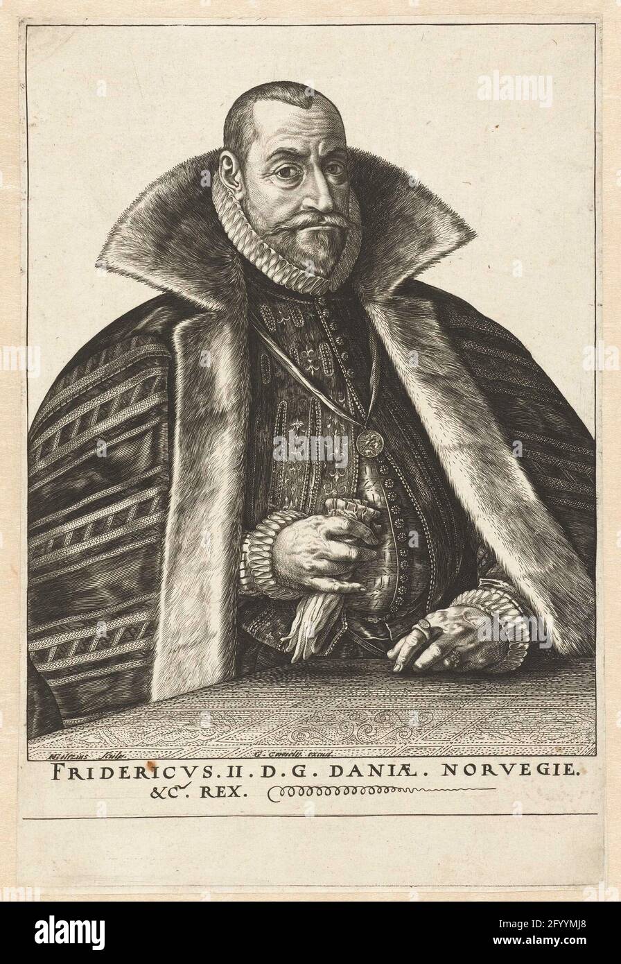 Portrait of Frederik II, king of Denmark and Norway. Bust of Frederick ...