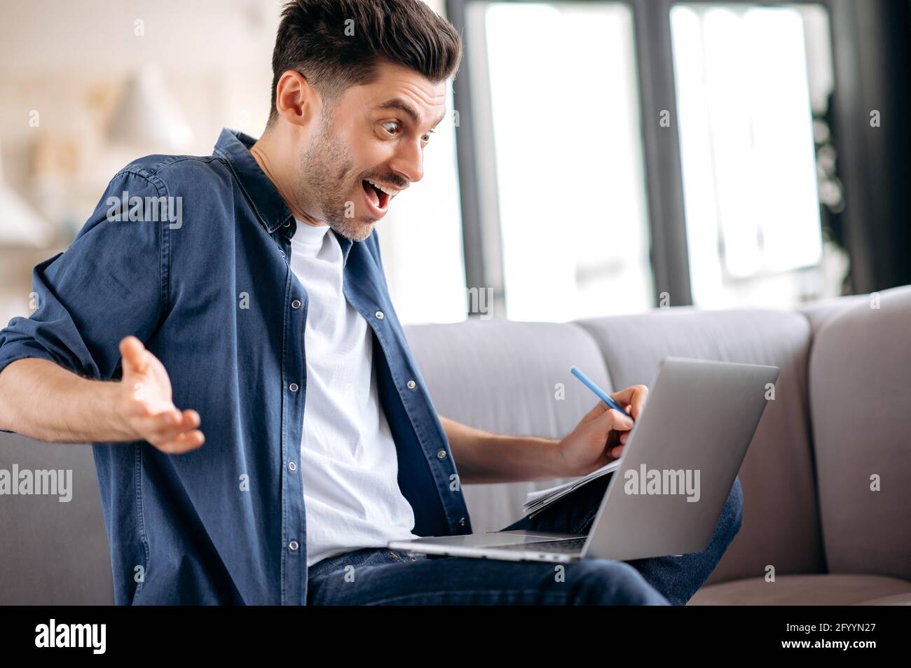 Handsome entrepreneur chatting online hi-res stock photography and ...