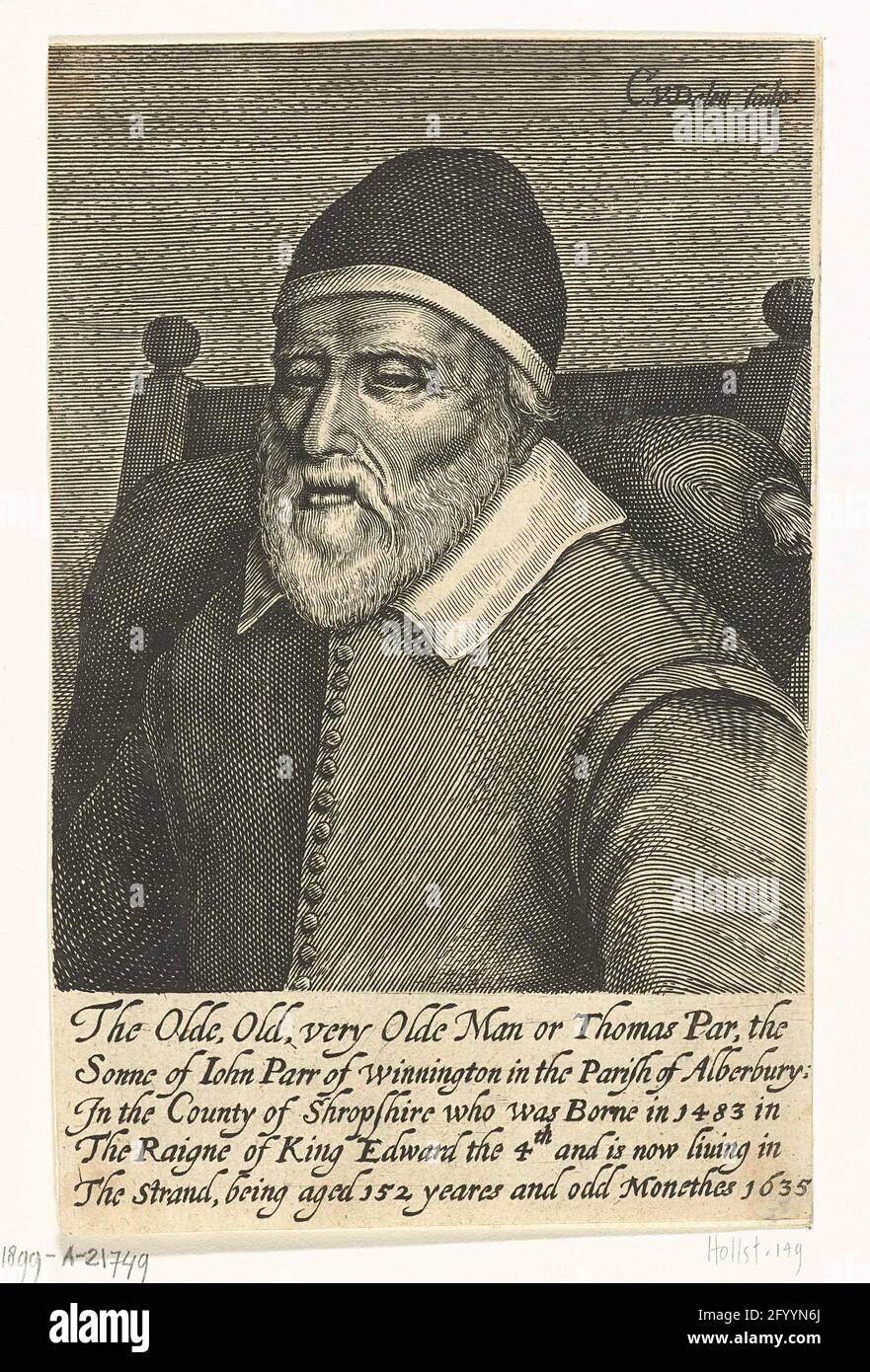 Portrait of Thomas Parr at the age of 152; The Olde, Old, ...) Odd ...