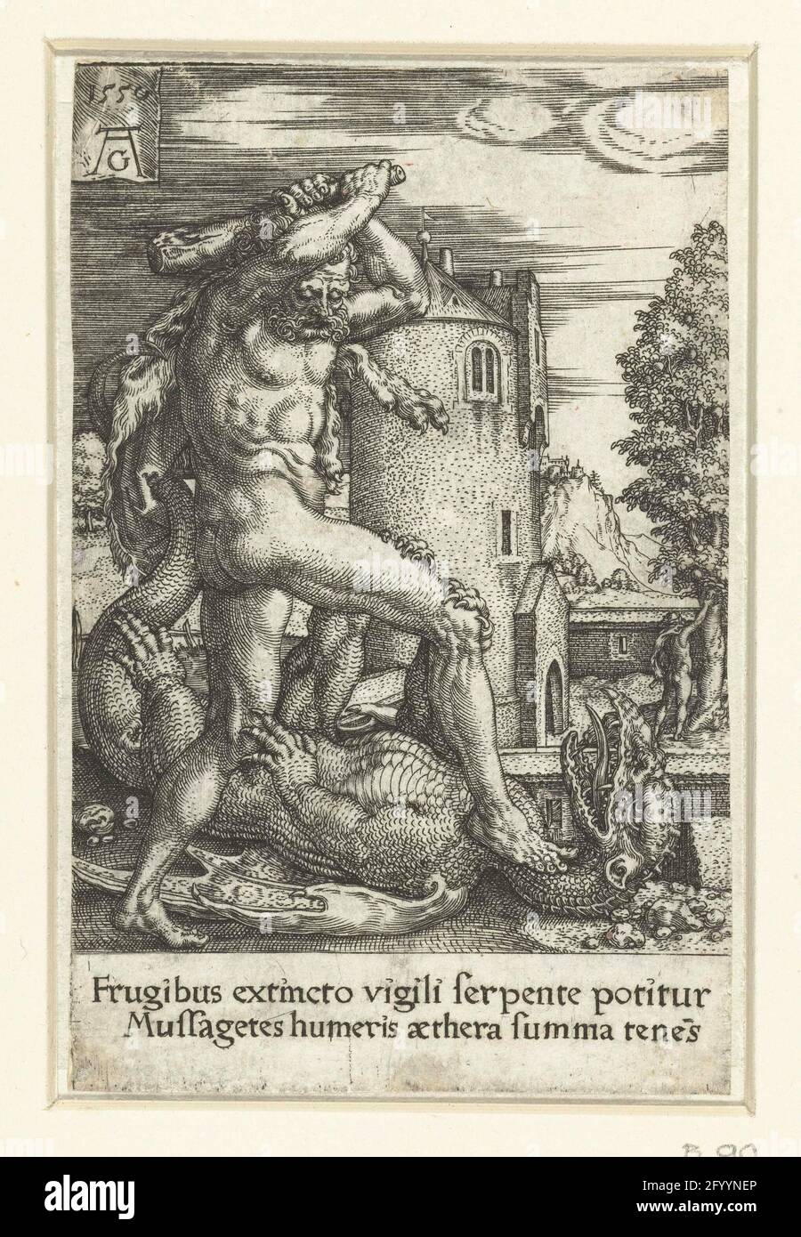 Hercules kills the dragon ladon; Working from Hercules. In the garden ...