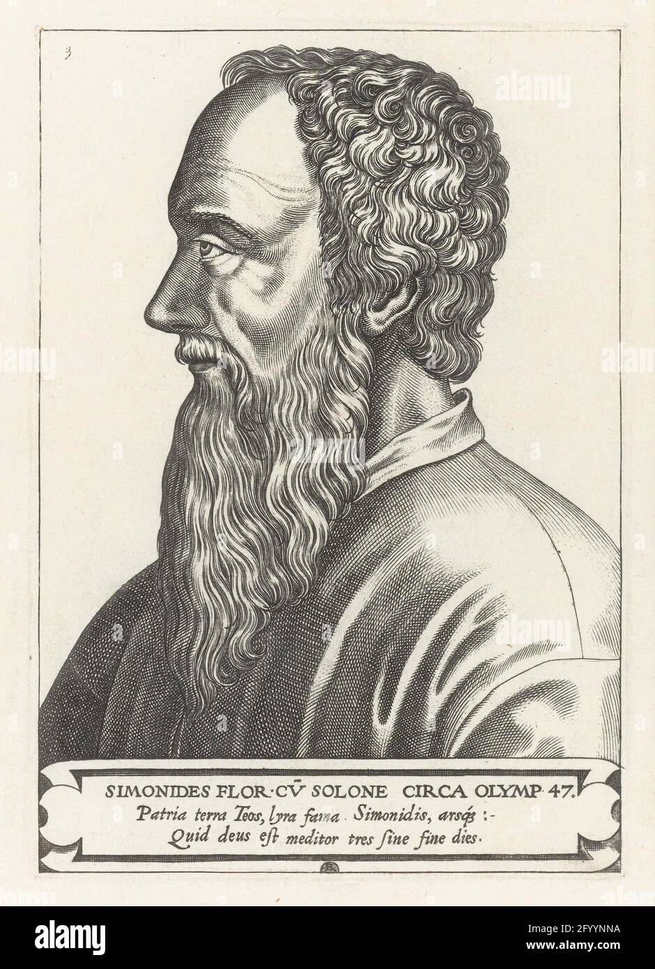 Portrait of Simonides; Illustration Philosophorum et Petarum Effigies ...