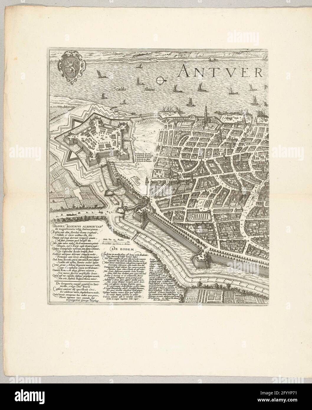 Map of Antwerp (left part); Antvernpia. Left part of a map of Antwerp ...