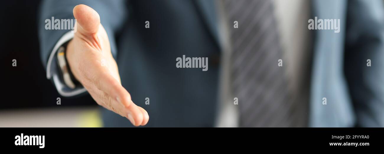 Closeup man offer handshake hi-res stock photography and images - Alamy
