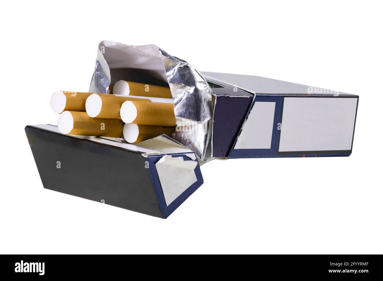 Paper packet with cigarettes. A container of tobacco cigarettes with a ...