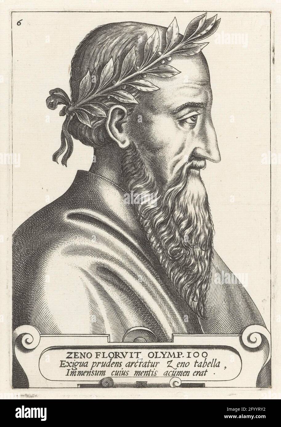 Portrait of Zeno of Citium; Illustration Philosophorum et Petarum ...