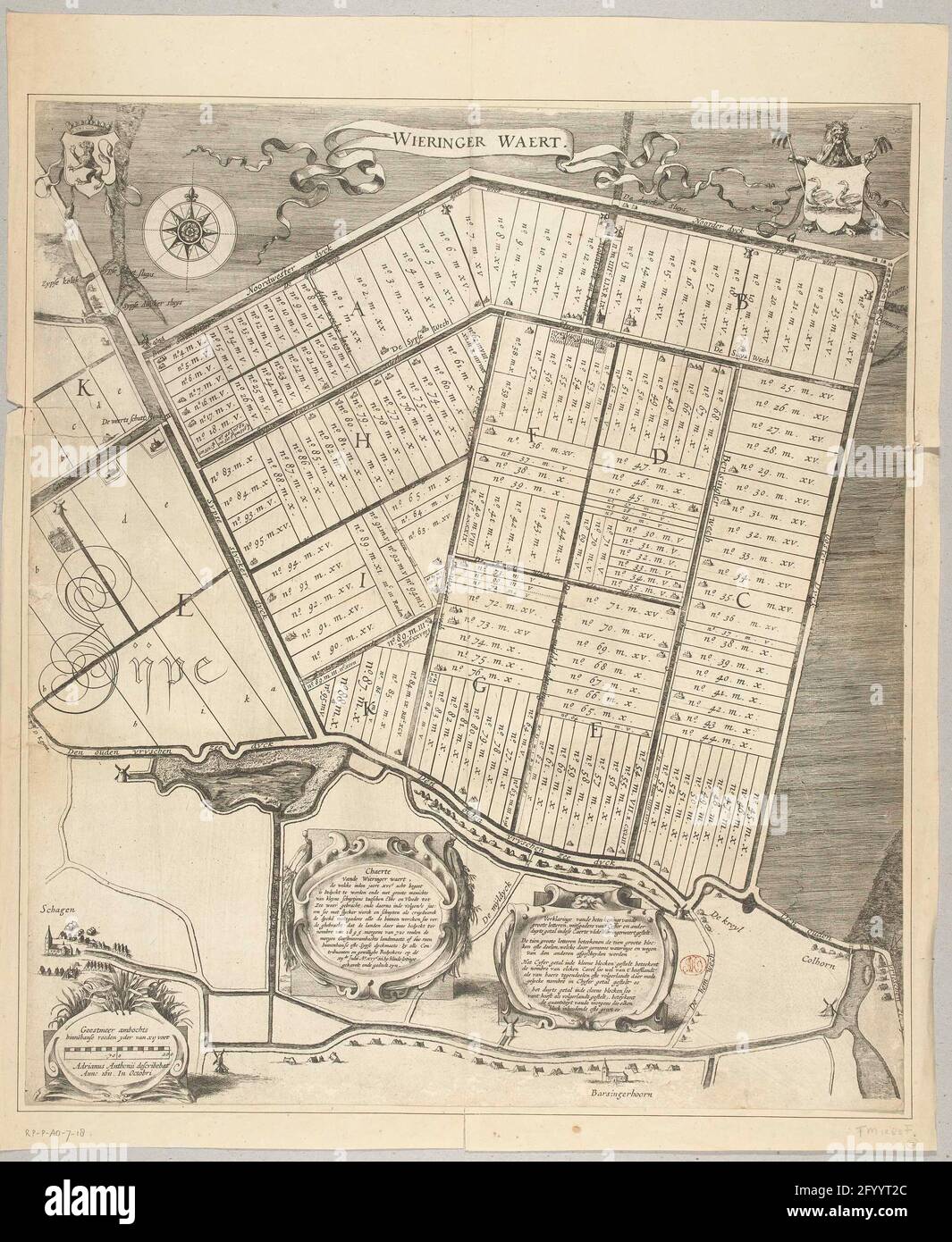 Map of the Lots of the Wieringerwaard, 1611; Wieringer waert; Chaerte ...
