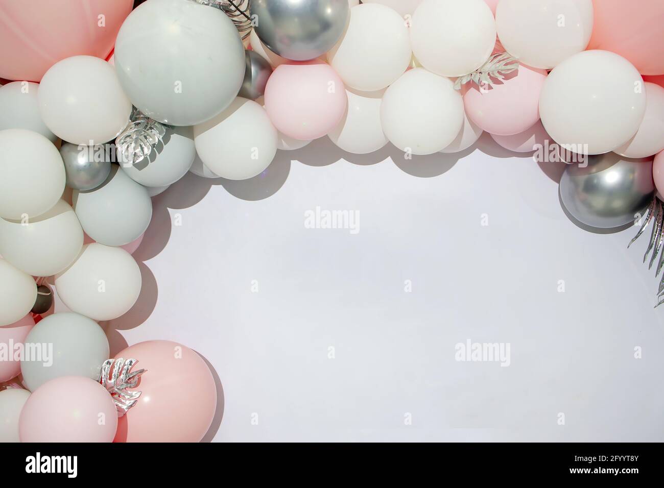 Photozone from balls. Birthday concept. One year Stock Photo - Alamy