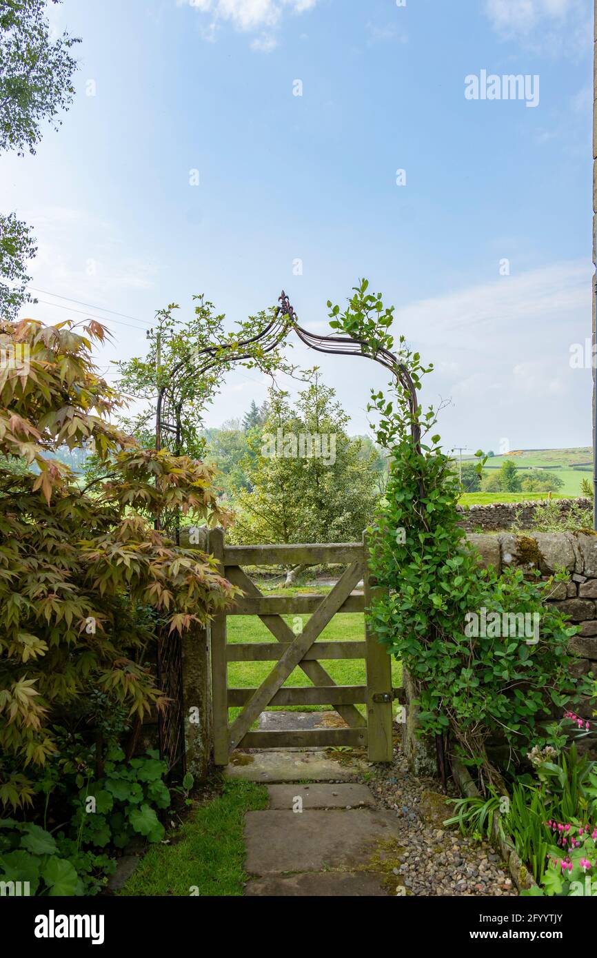 decorative arbour arch over wooden gate near Hadrian's Wall ...