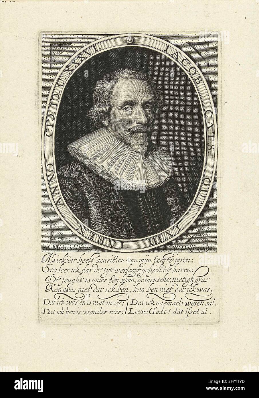 Portrait of Jacob Cats at the age of 58. Portrait of Jacob Cats at the ...