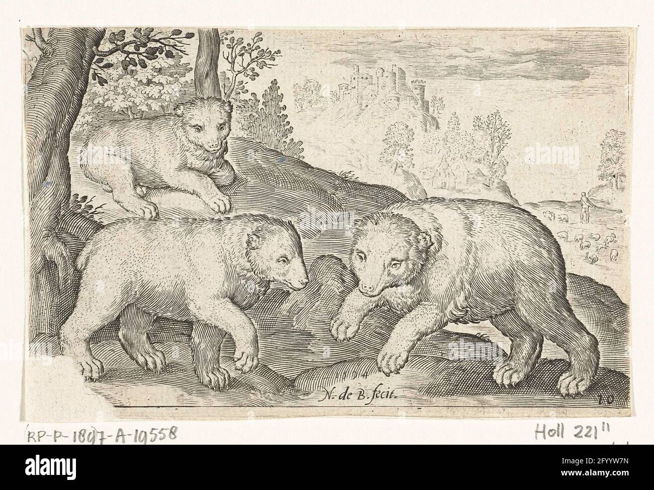 Three bears; Animalivm qvadrvpedvm; Animals in landscapes Stock Photo ...