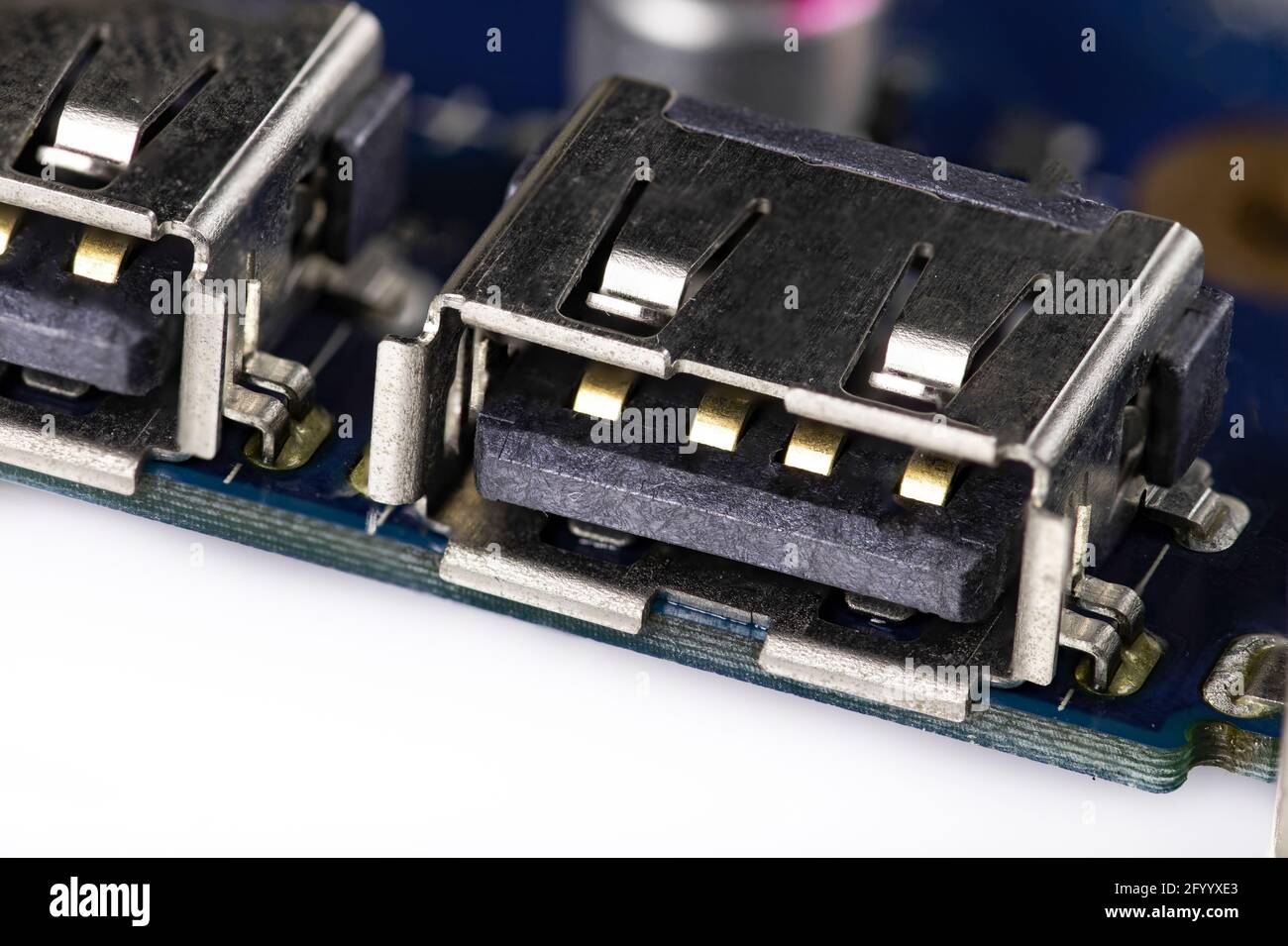 USB connectors on the motherboard of a personal computer. Accessories ...
