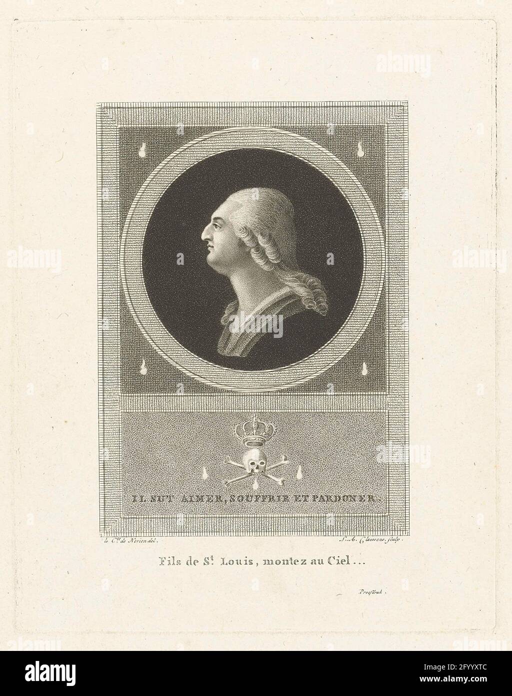 Memorial print with portrait of Louis XVI Stock Photo - Alamy