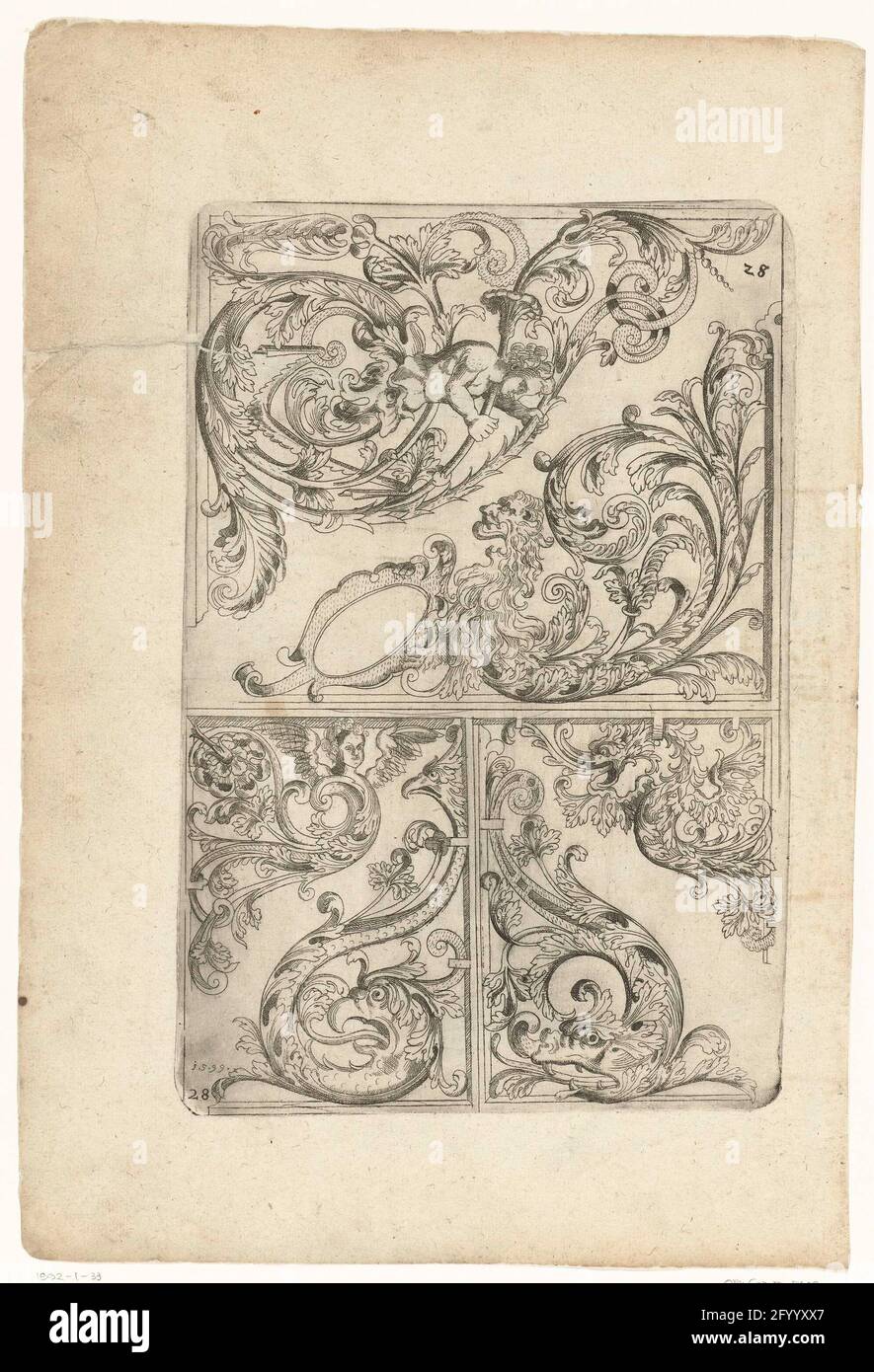 Crown elements or frames of leaf raft; Architectura von den Funf ...