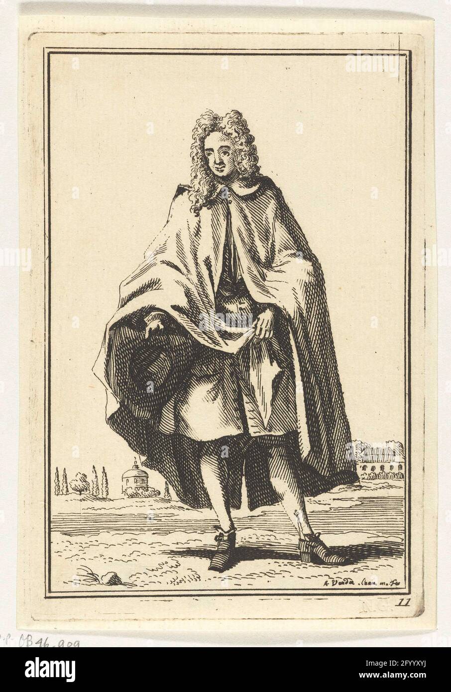 Man in Cape; Dutch costumes. Man in a landscape, dressed according to ...