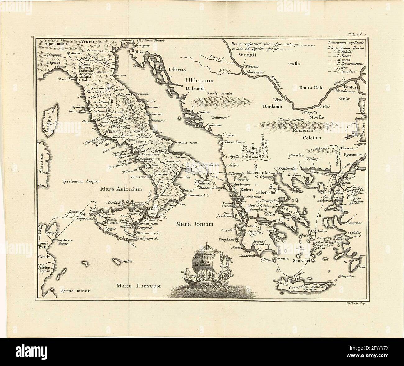 Historical map of Greece and Italy Stock Photo - Alamy