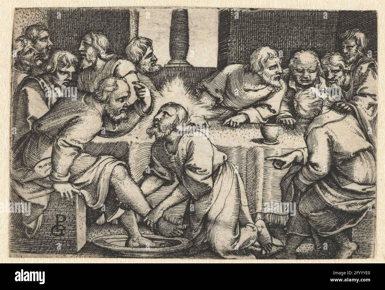 Peter protests as Christ washes his feet; Foot washing; Life of Christ ...
