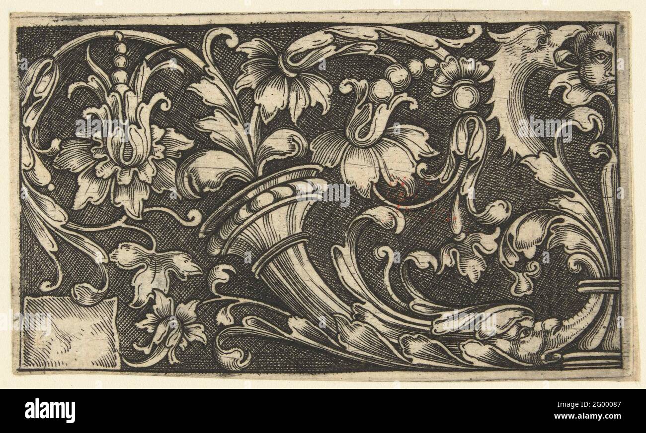 Leaf raft from a horn. Flat decoration with leaf refrences, coming from ...