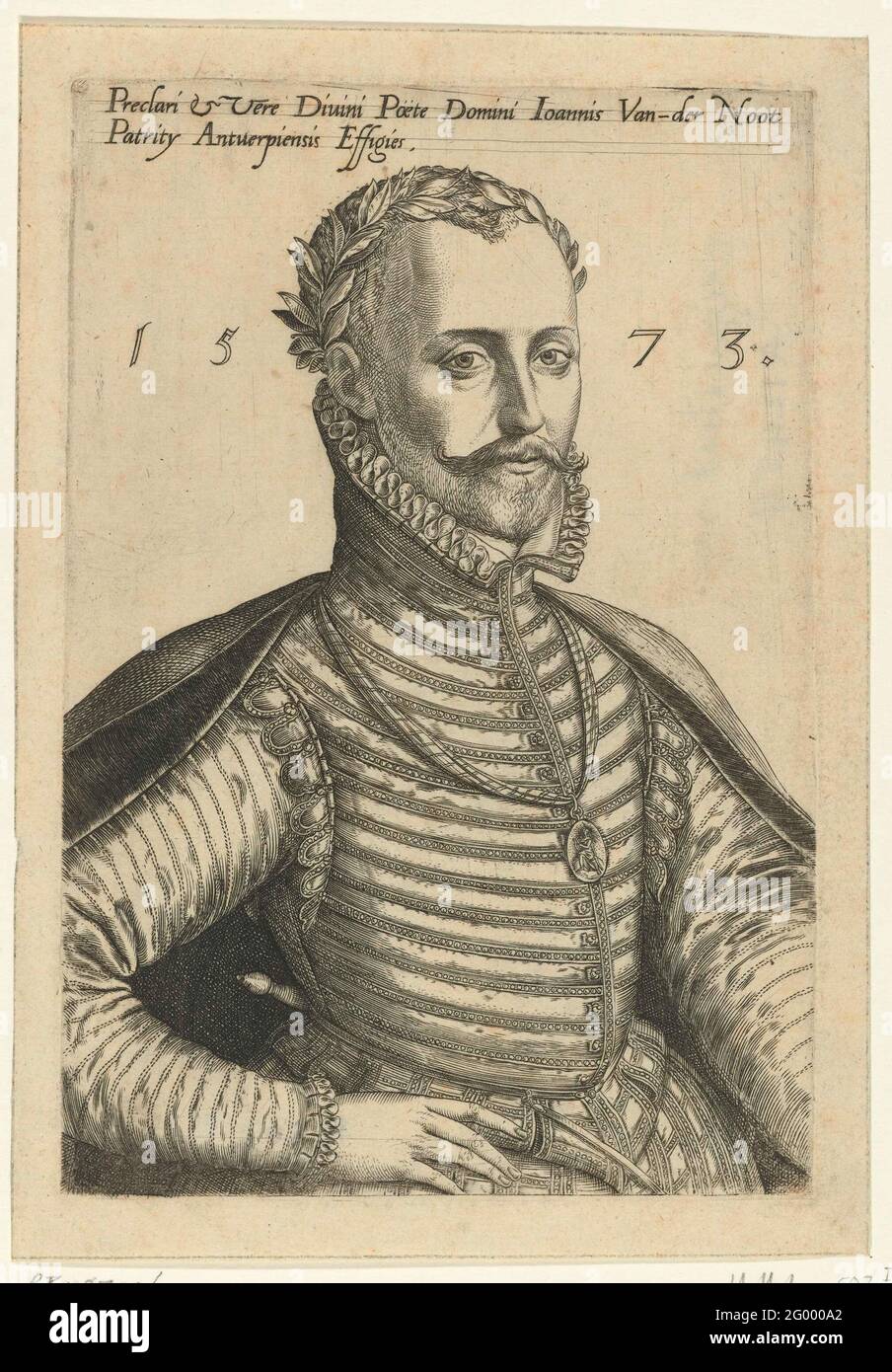 Portrait of Jan van der Noot. Jonker Jan van der Noot, Dutch poet, half ...