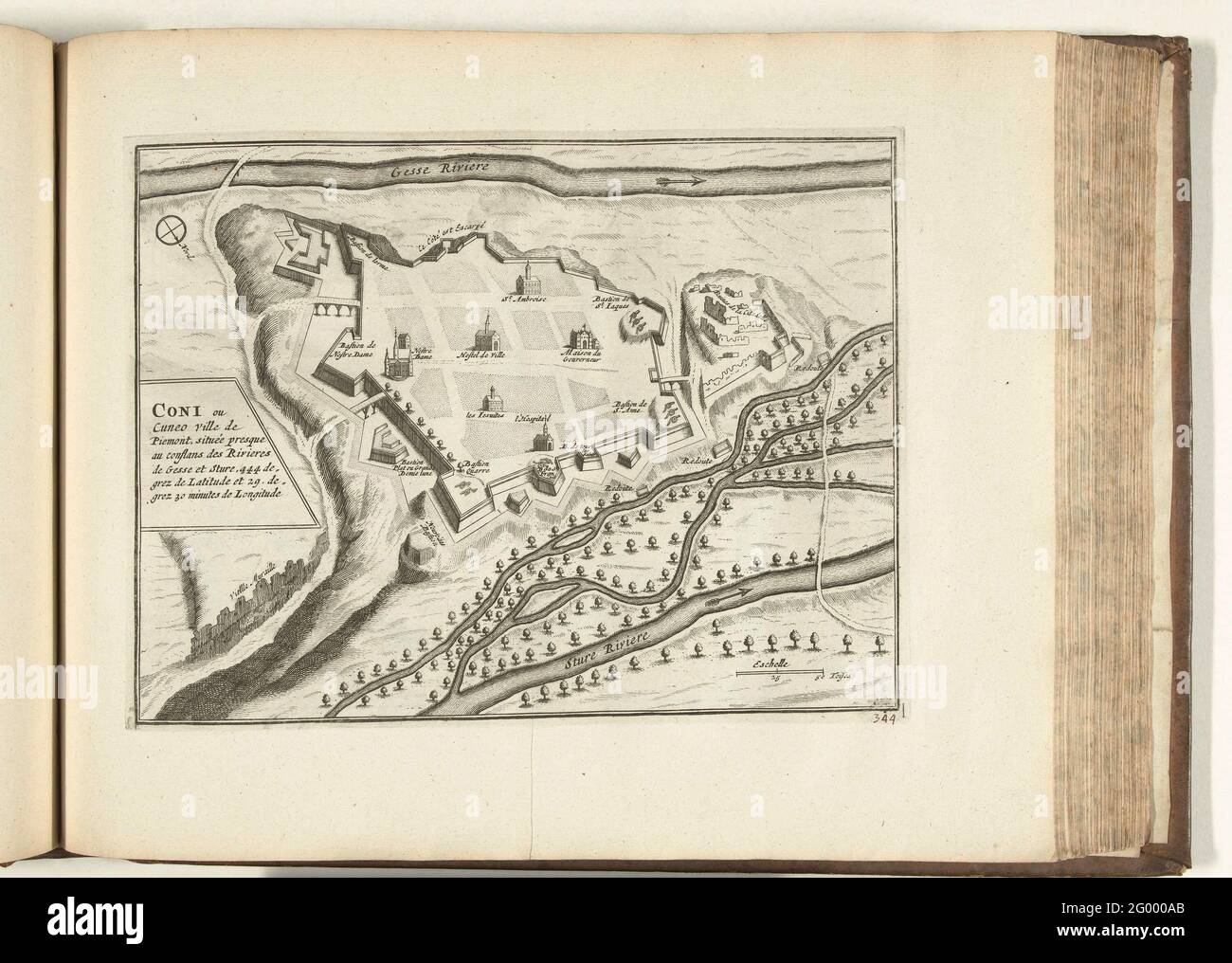 Map of Cuneo, 1726; Coni ou cuneo ville de Piemont (...); Les Forces de ...