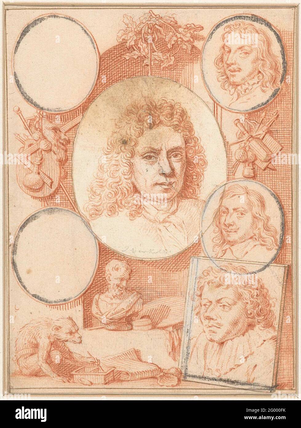 Composition of portraits of various artists. Design for a painting ...