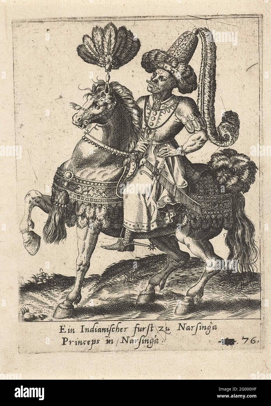 Indian frost on horse. Horse and rider to the left. The horse is in ...