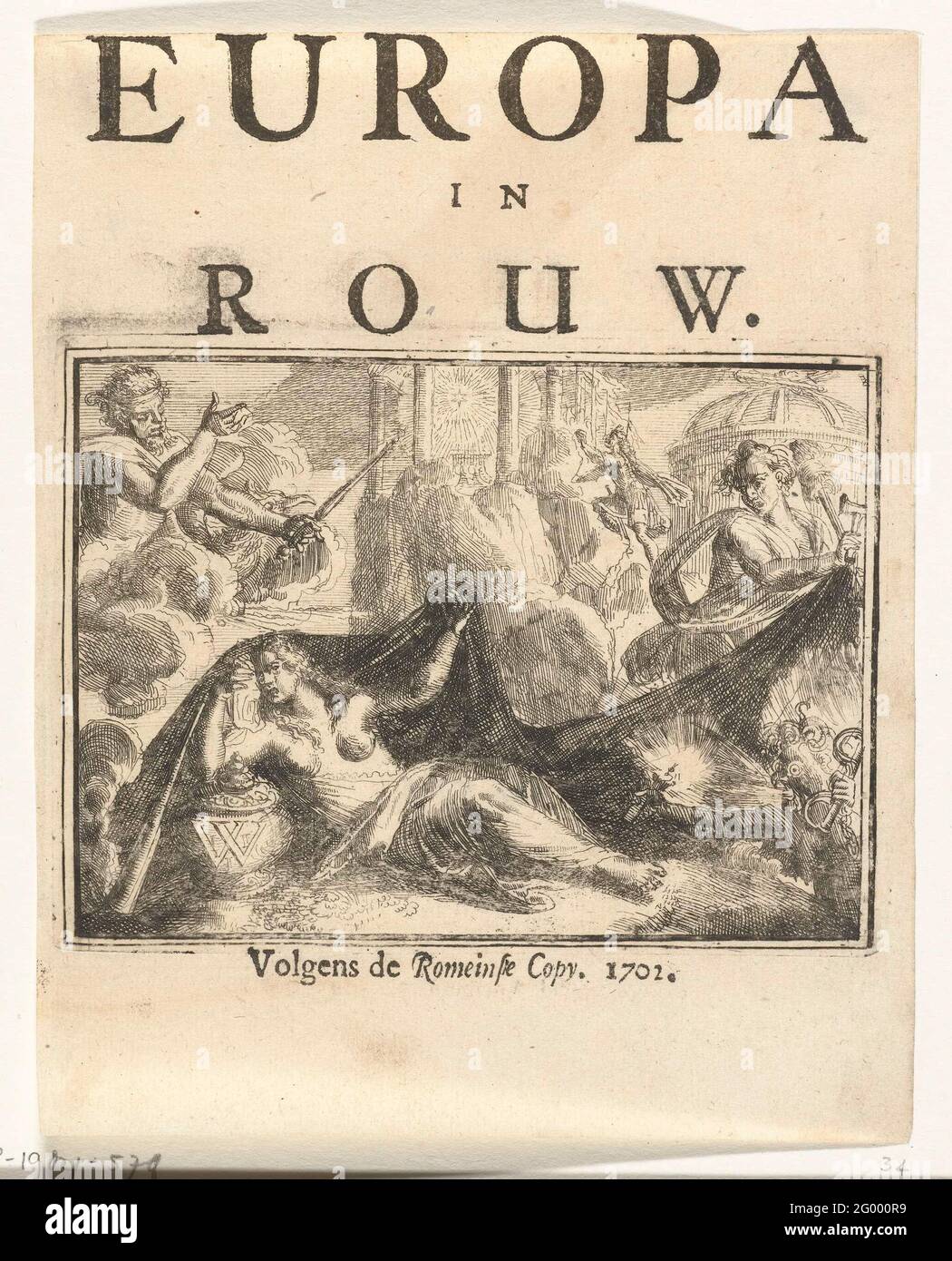 Title page for the leaflet: Europe in mourning, 1702; Europe in ...