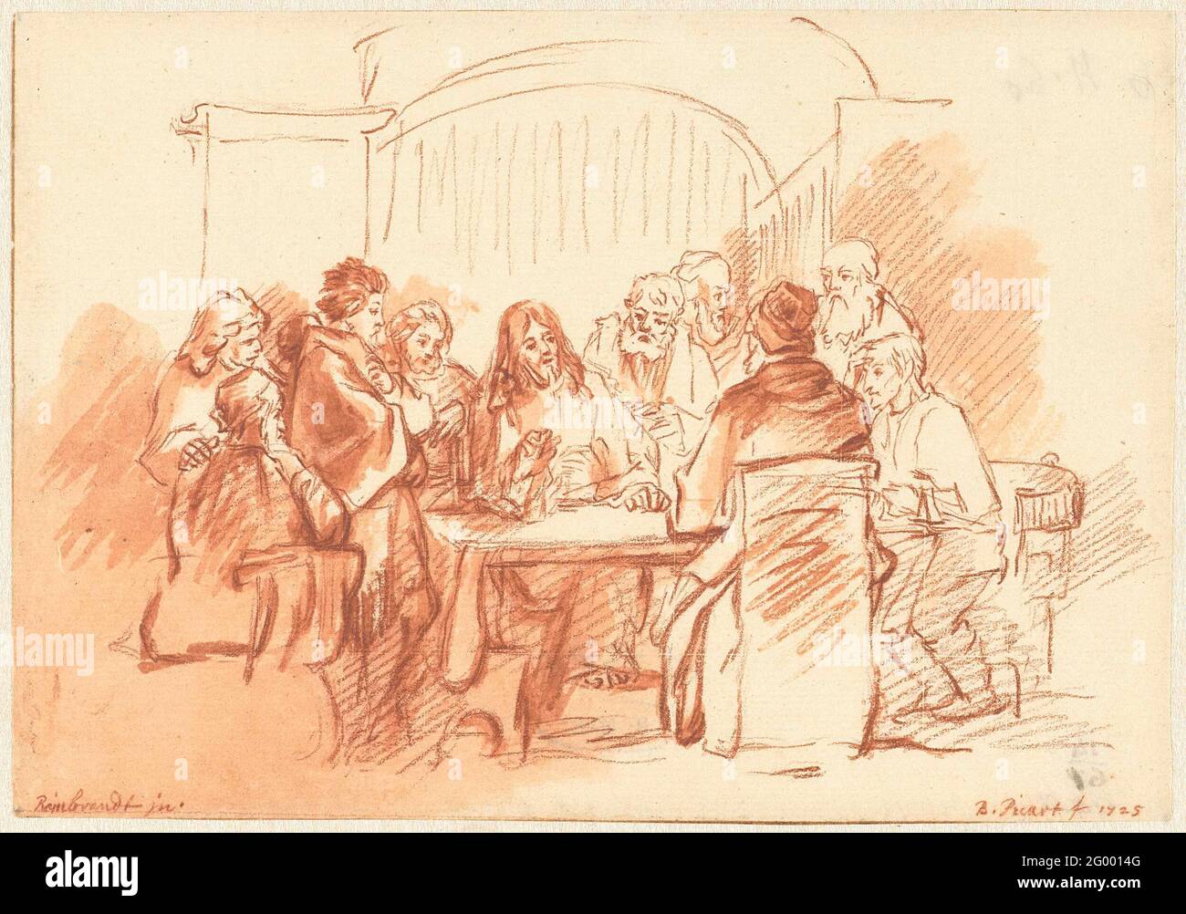 Christ with the disciples at the table. Design for a print Stock Photo ...
