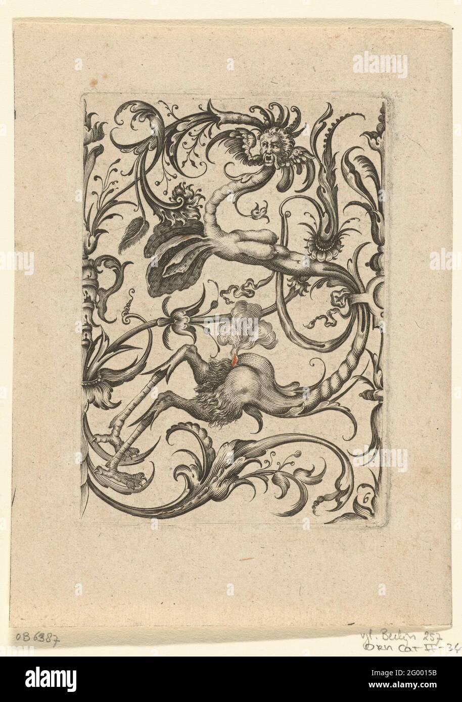 Panel with leaf raft and grotesque dragon; Seer aereth cavity. The top ...