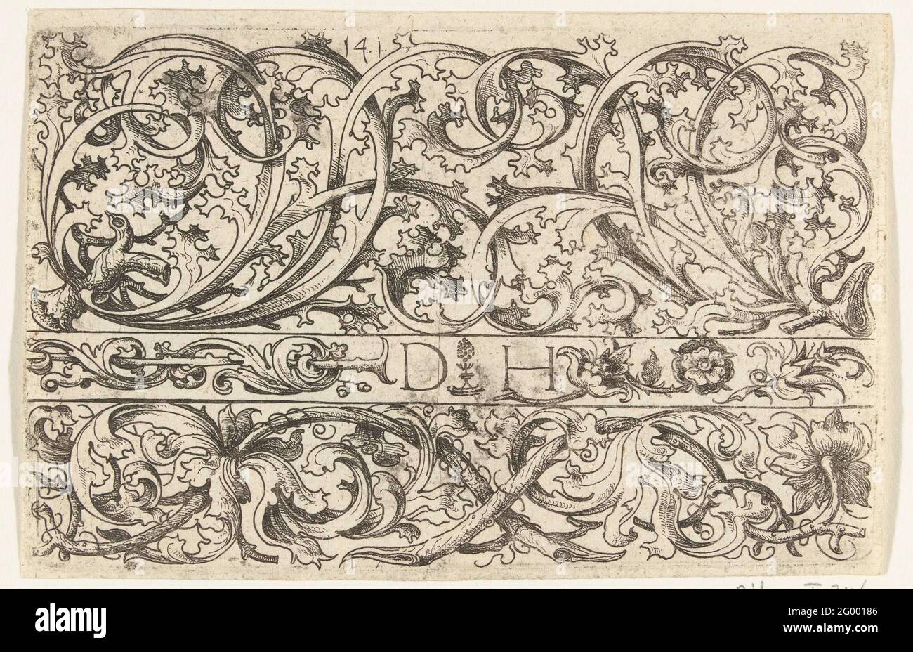 Three Frisians with arabesken above each other; Ornament. 2 sheets ...