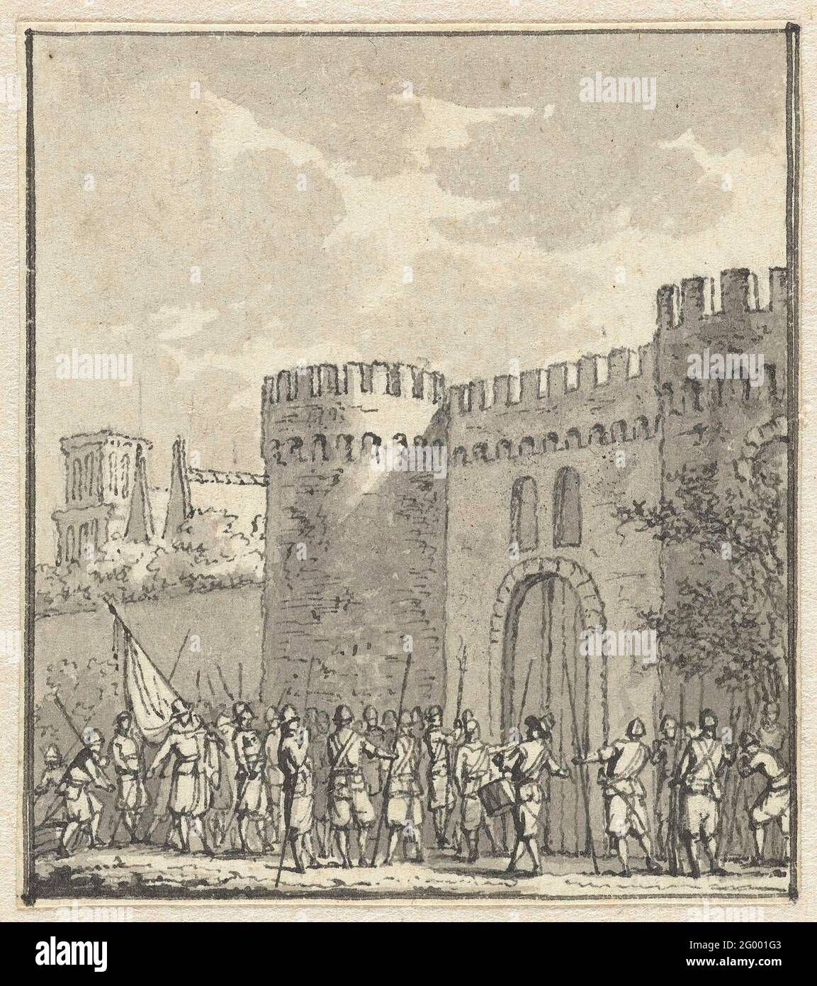In the year 1572. Soldiers for a closed city gate, probably the Geuzen ...