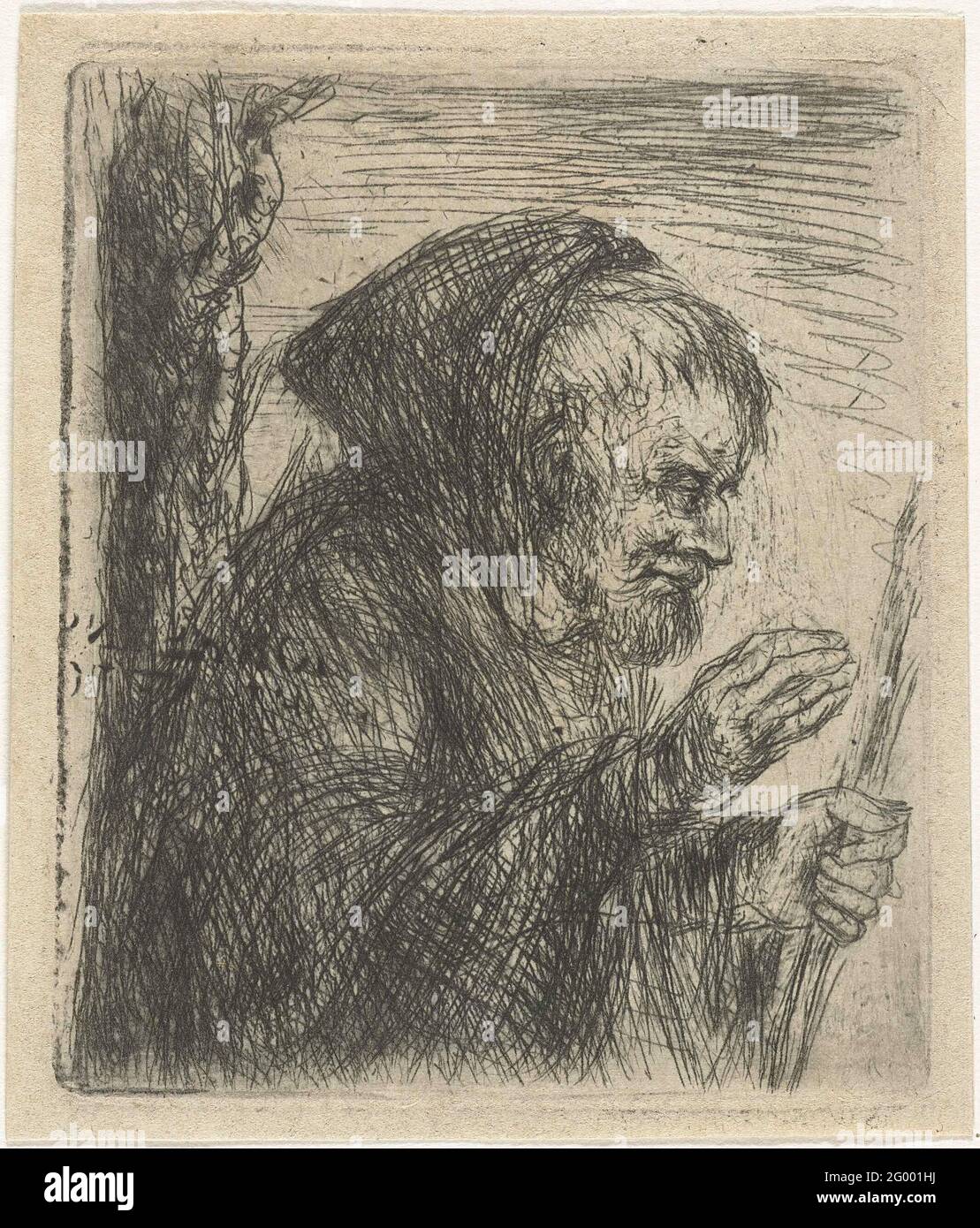 Hermit. An old hermit. Bust to the right Stock Photo - Alamy