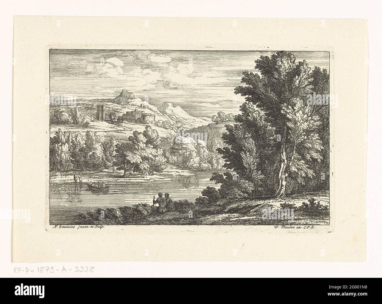 Landscape with a river and a castle Stock Photo - Alamy