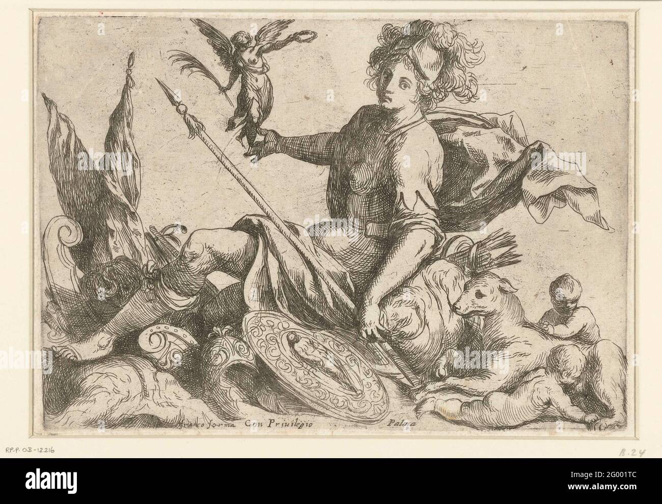 Minerva as a protector of Rome. The goddess Minerva sitting between ...