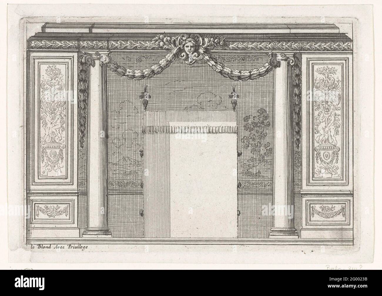 Alcove closed by two ionic columns; Alkoven. The columns are connected ...