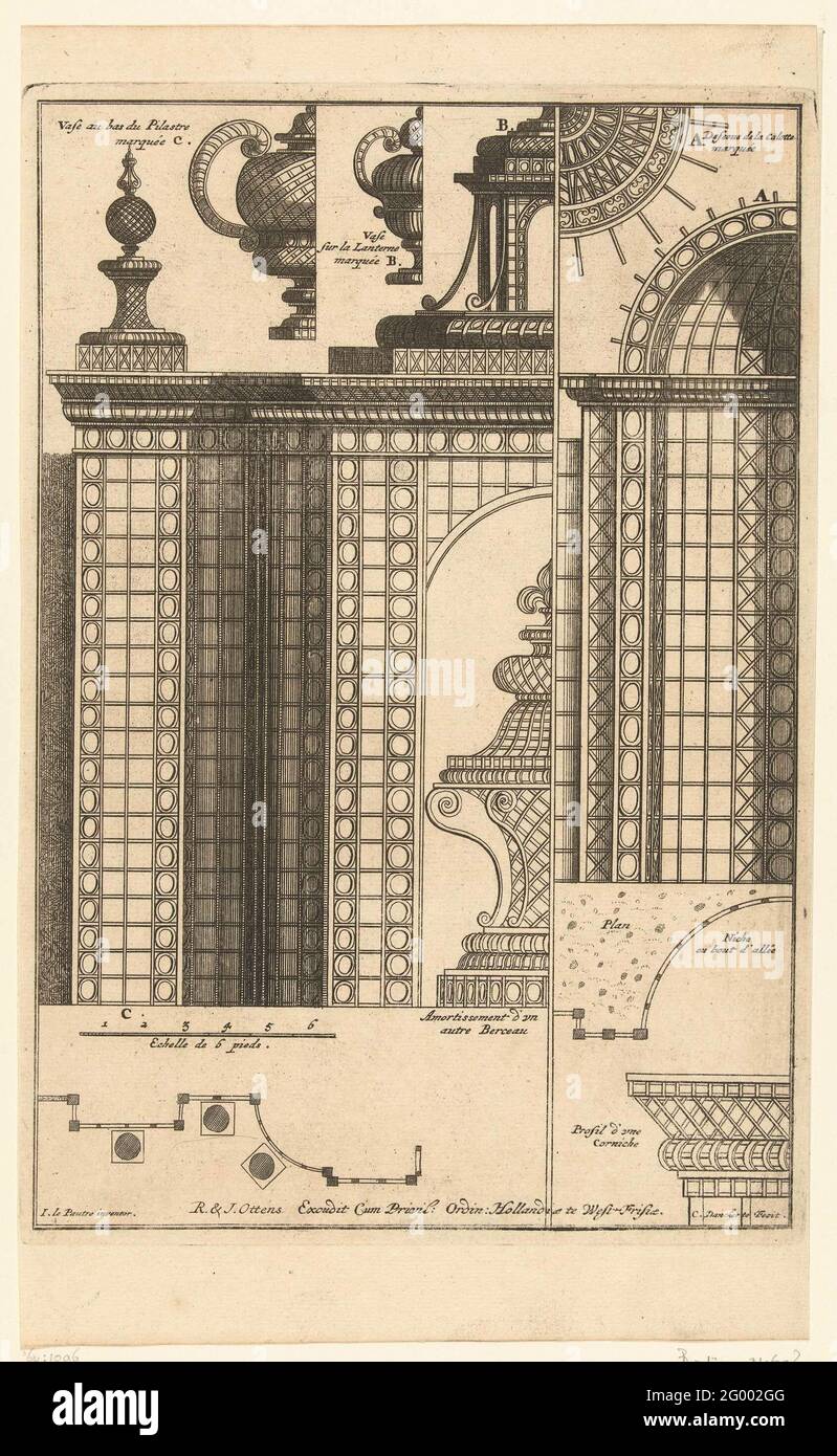 Half of a trendy pavilion with details; Trench pavilions. With ...