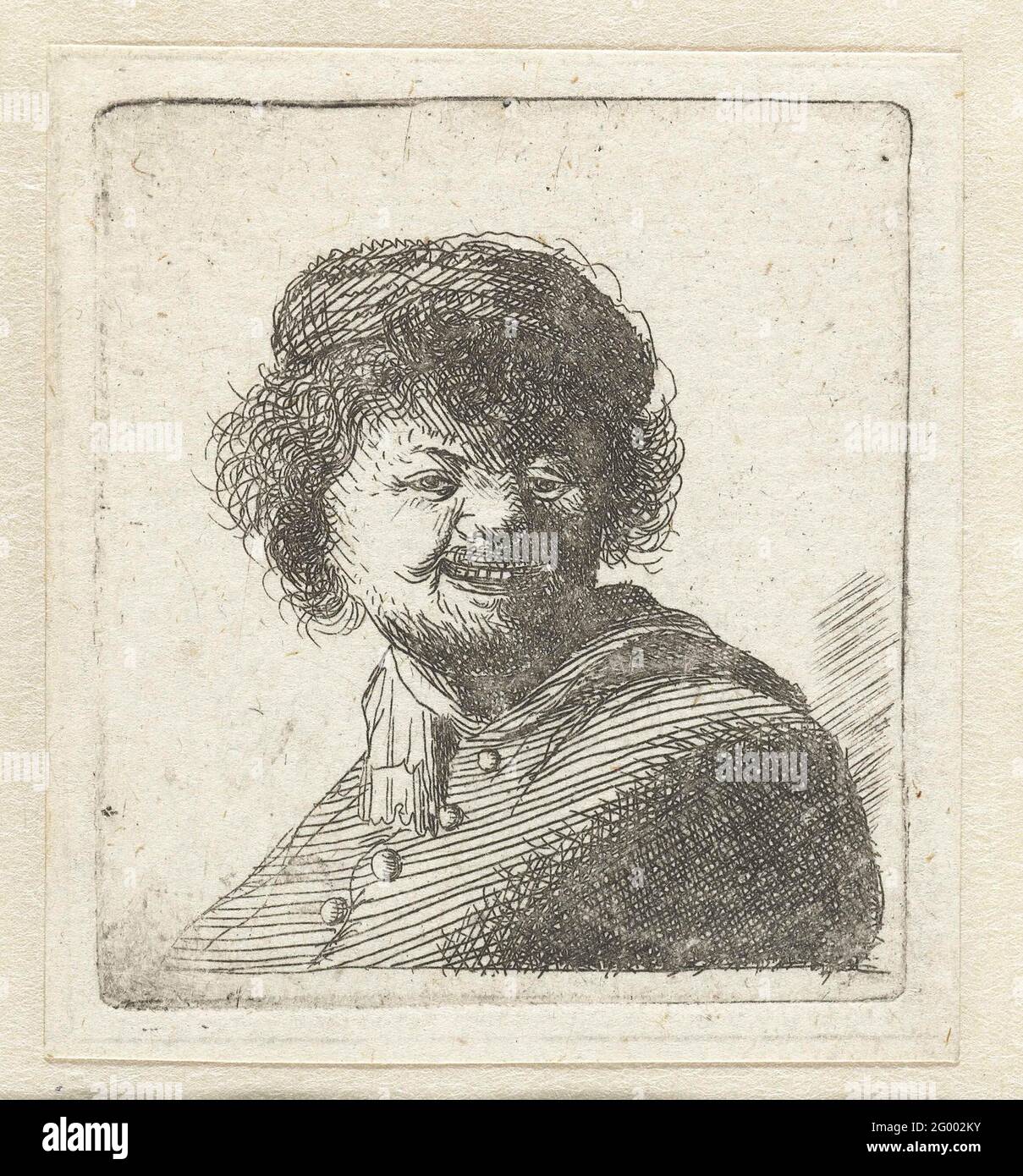 Smiling Self Portrait With Hat Mirror Image Copy To The Print Of The Same Name From Rembrandt