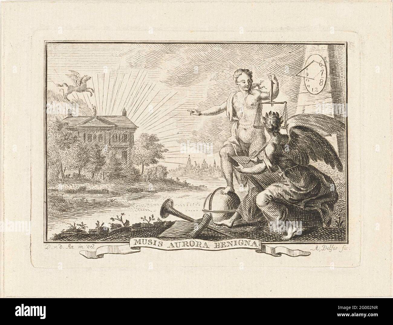 Allegory on dawn with aurora personification. Allegory on dawn with ...