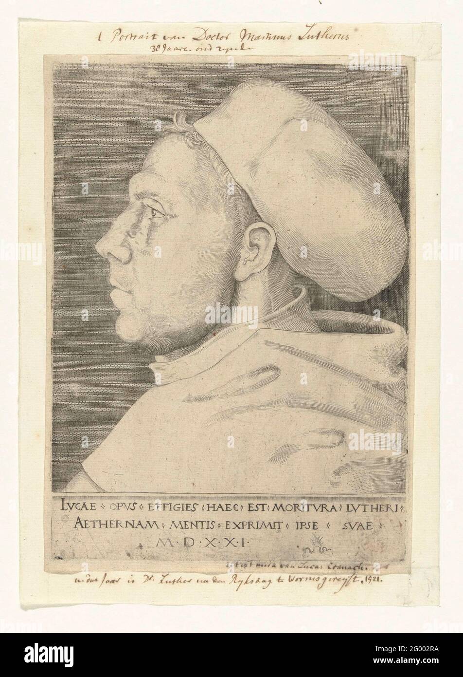 Portrait of Martin Luther as a Augustinian monk with doctor's hat ...