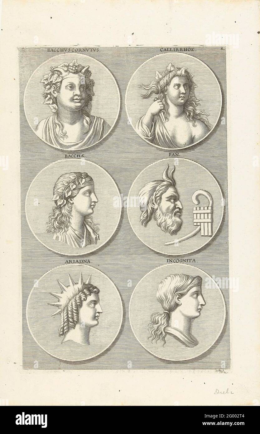 Six coins with portraits of mythological figures: Letter R. Six coins ...