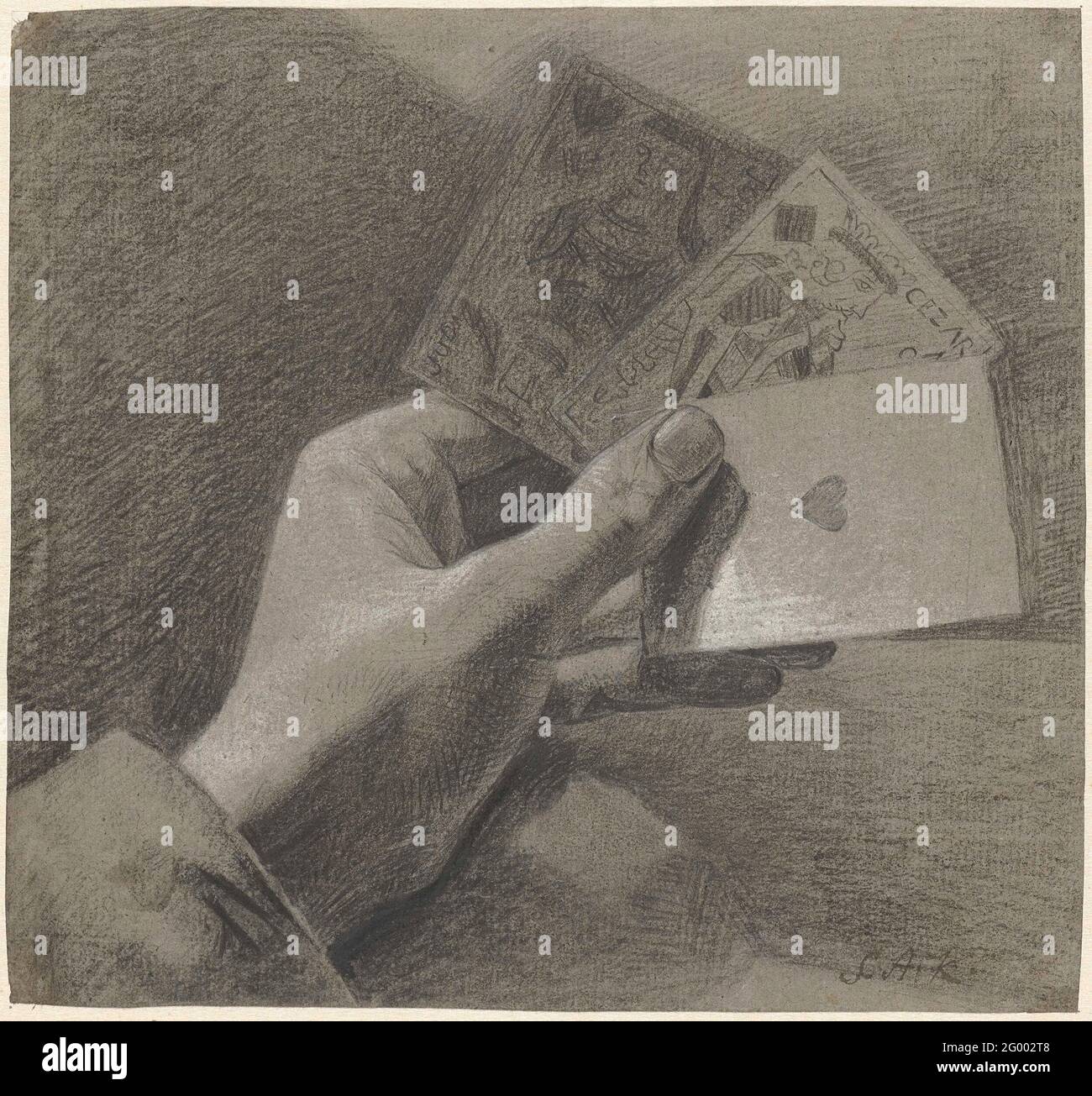 Hand with three playing cards Stock Photo - Alamy