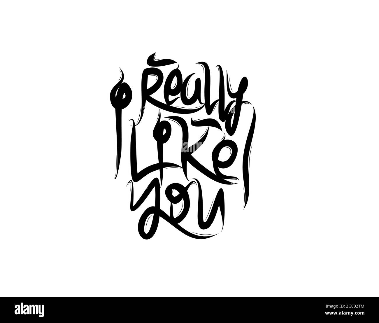 I Really Like You lettering Text on white background in vector ...