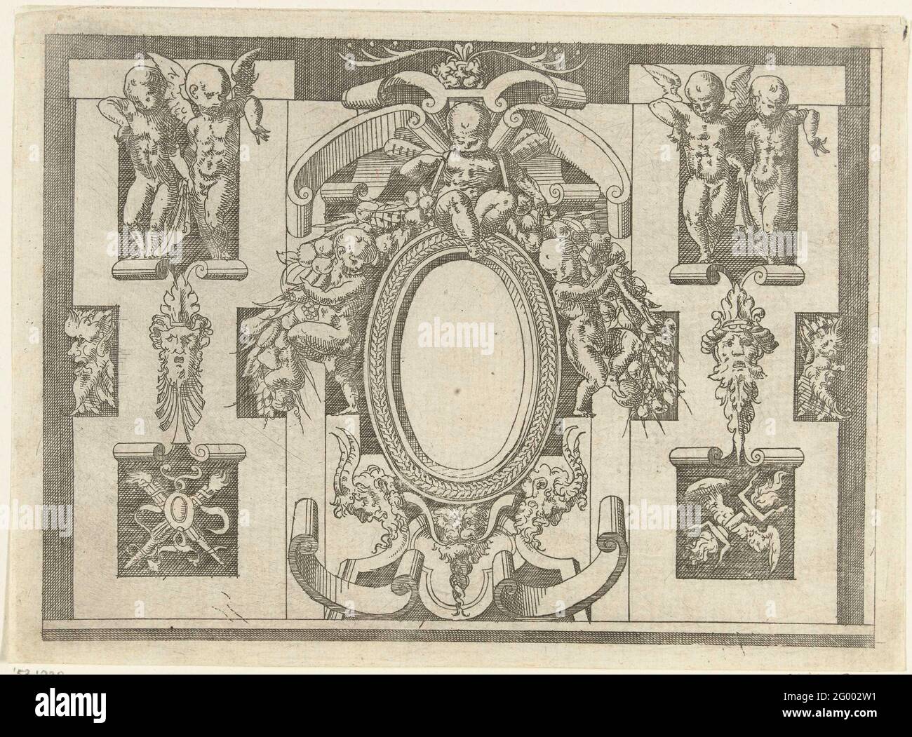 Oval cartouche; Ceilings and cartouches in a picture frame with ...