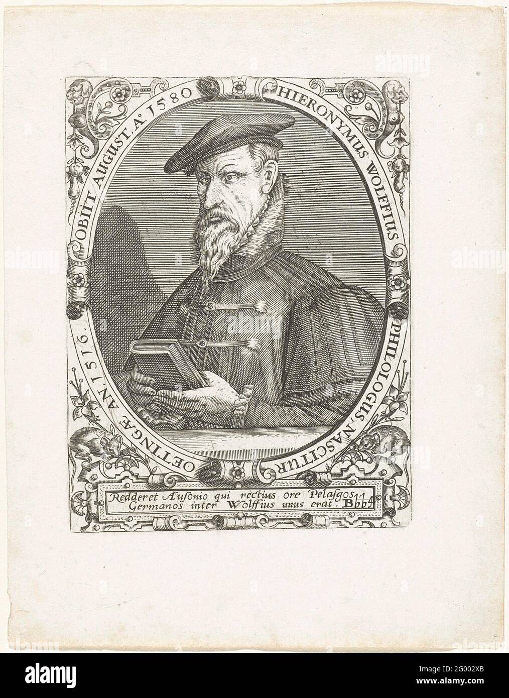 Portrait of Hieronymus Wolf; Hieronymus Wolffius. Portrait of librarian ...