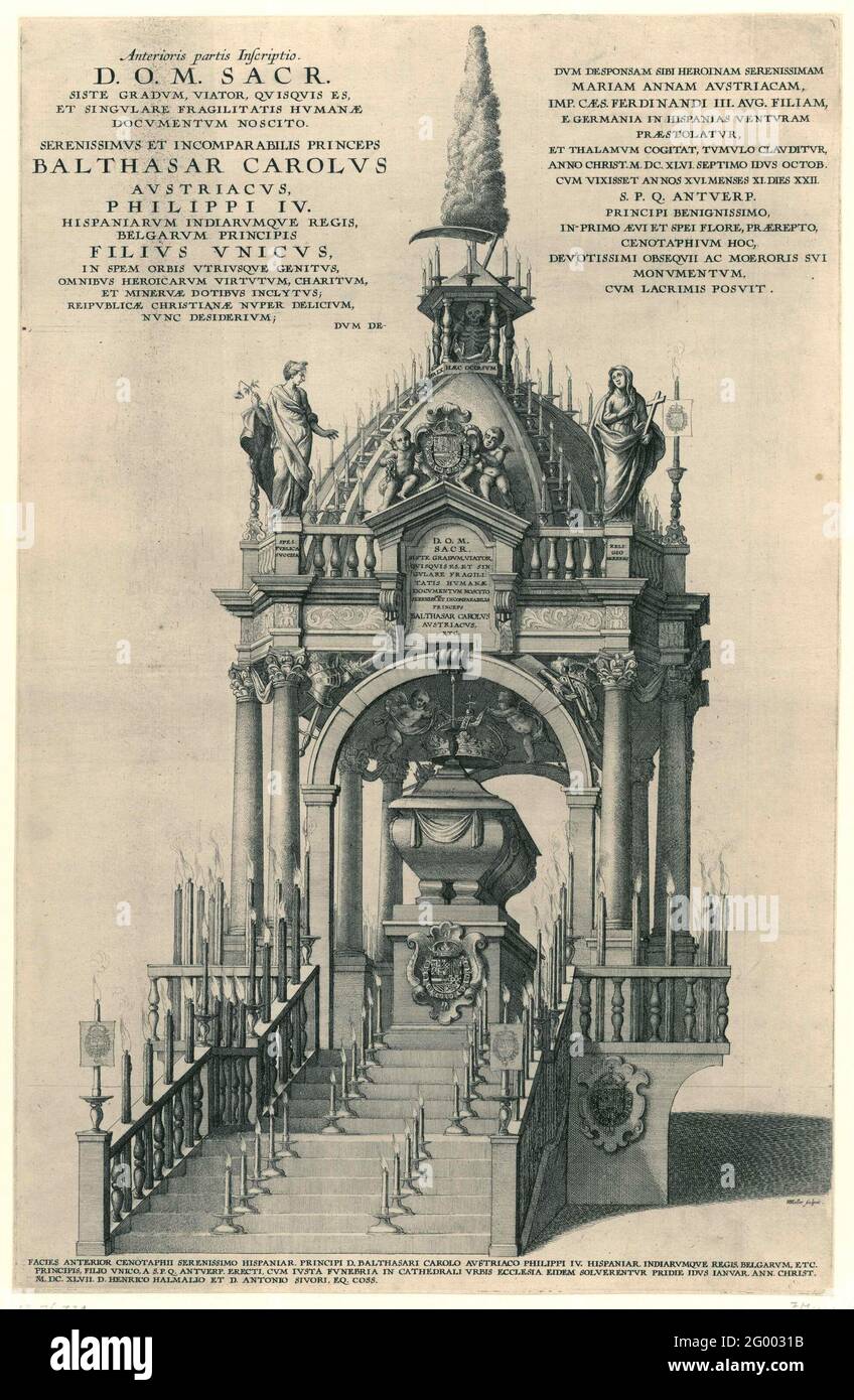 Katafalk of the Infante Balthasar in Antwerp (front view), 1647 ...