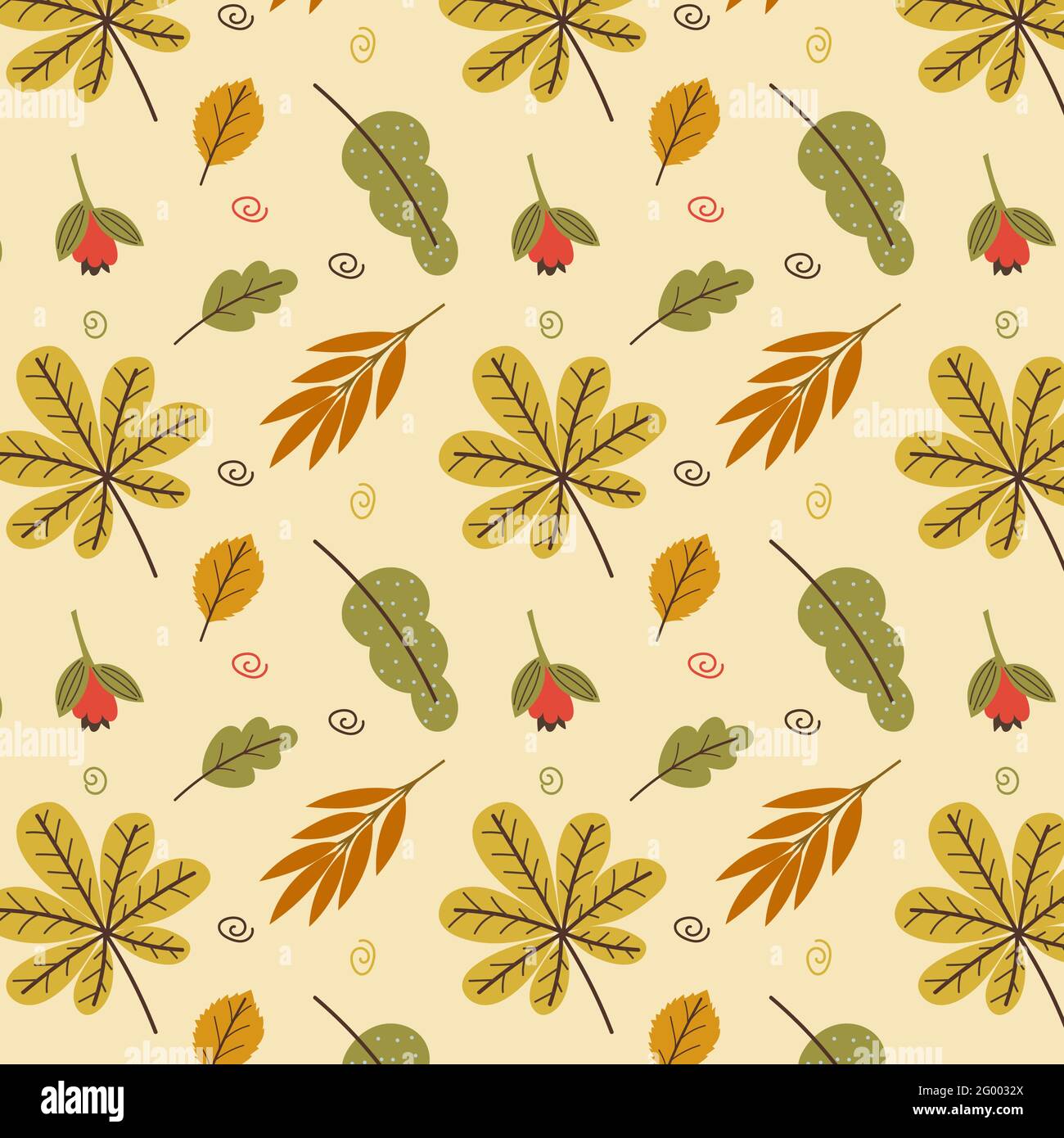 Flowers branches leaves pattern Stock Vector Images - Alamy