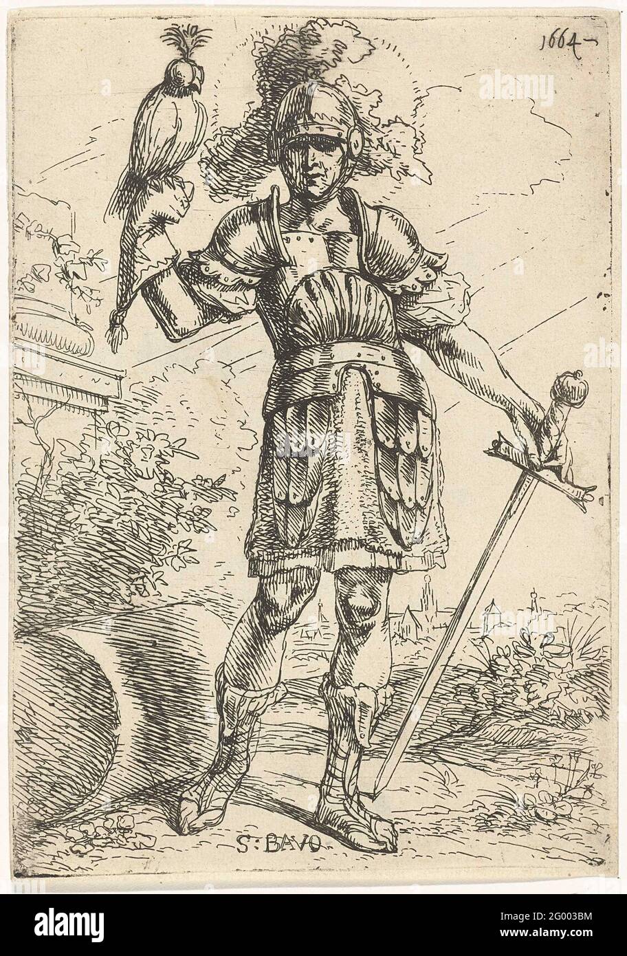 H. Bavo with falcon on his hand. The Holy Bavo dressed as a Roman ...